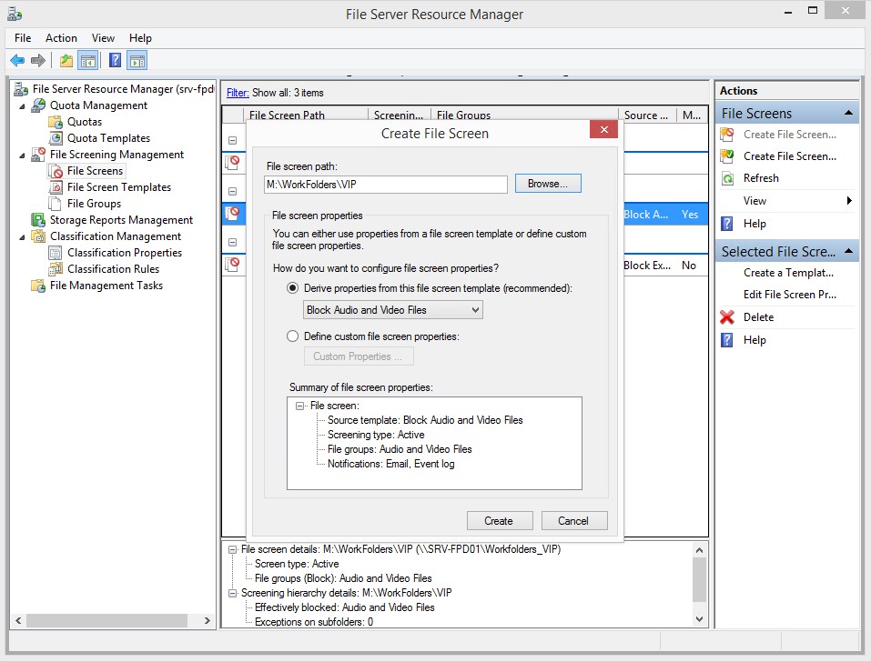 Windows Server 2012 R2: File Screening e Quota con le Work Folders ...