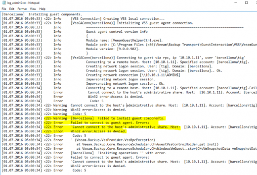 Veeam Backup & Replication: Failed to Create Snapshot - WindowServer.it